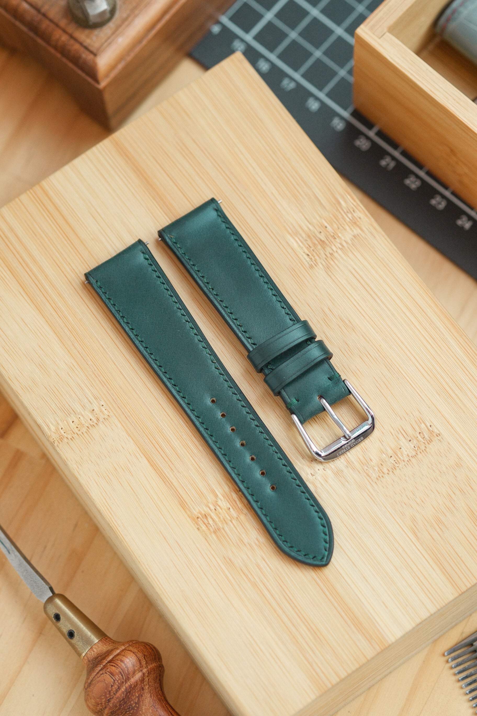Bottle Green Shell Cordovan Leather Strap